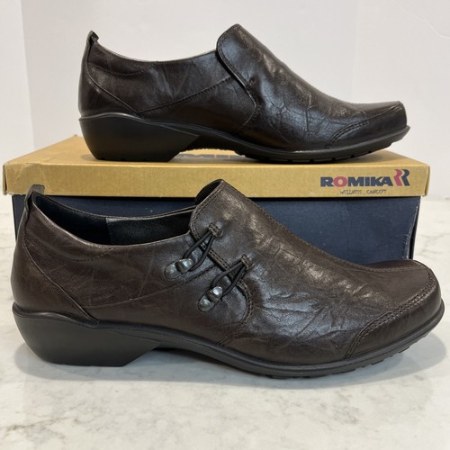 Romika NEW Shoes Citylight Brown Leather Slip On Comfort Casual Loafers ...