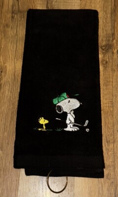 Snoopy Woodstock Golf Embroidered Golf Towel 16x26 Black | eBay