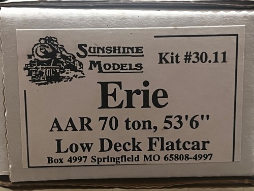 Sunshine Models Erie Flat car resin craftsman, w/metal wheels, Kadee ...