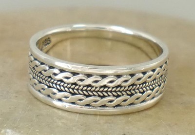 EXOTIC .925 STERLING SILVER BALI STYLE BAND RING size 12 style# r1696 ...