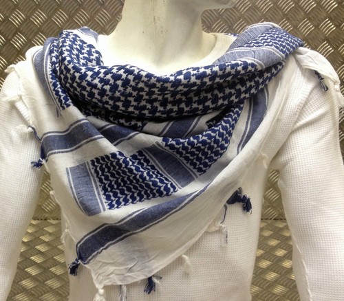 100% Cotton Shemagh / Arab Scarf / Pashmina / Wrap / Sarong. Blue on ...