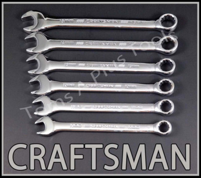 CRAFTSMAN HAND TOOLS 6pc POLISHED Chrome METRIC MM 12pt Combination ...