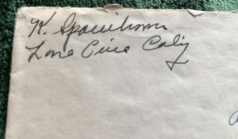 1938 Katherine Spainhower signed envelope Lone PIne ca wife 2 Russell ...
