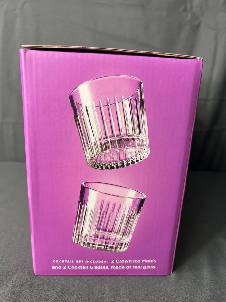 Zoku ZK185 Crown Cocktail Set W/ Large Ice Cube Molds & Glasses NIB | eBay