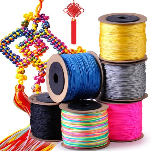 0.8mm 100M Nylon Chinese Knot Cord Rattail Macrame Beading Braided ...