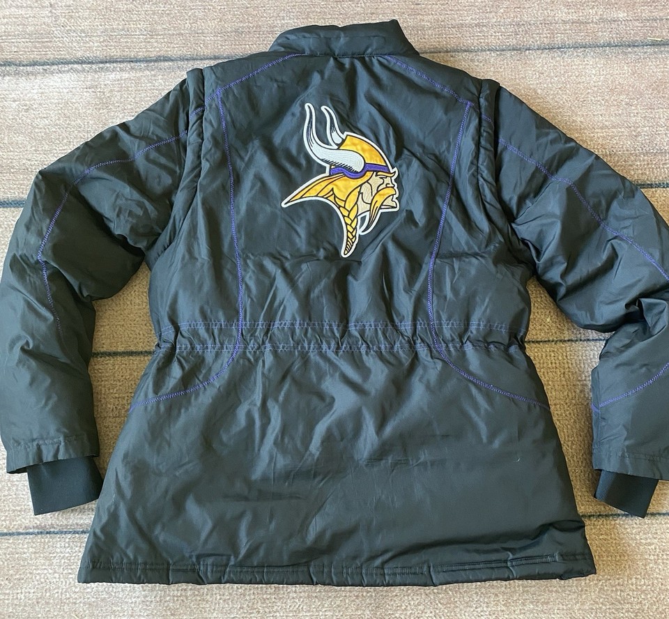 Reebok Women's Vikings NFL Puffer Jacket Convertible Vest with Unzip ...