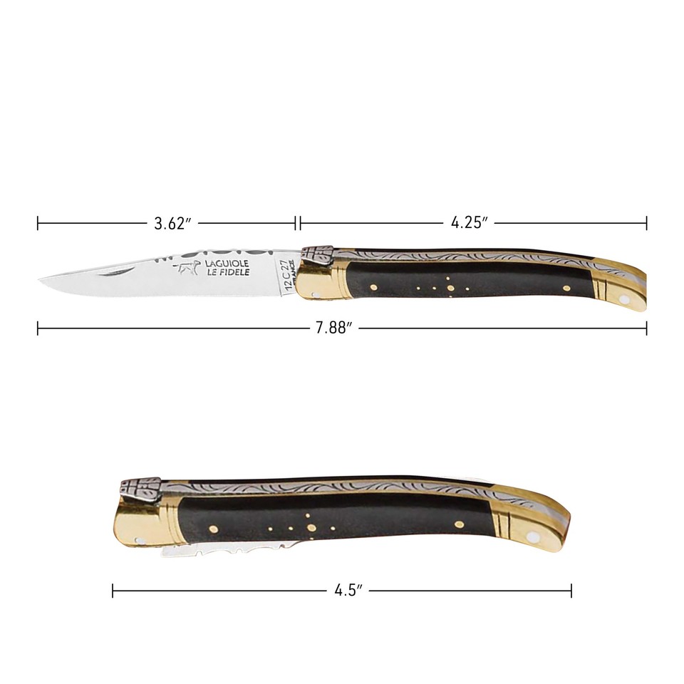Laguiole Le Fidele Pocket Knife - 7.9” Handmade Folding Knife with Wood ...
