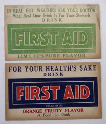 Pair "Drink First Aid" Imitation Flavor Advertising Signs Hazelton, PA ...