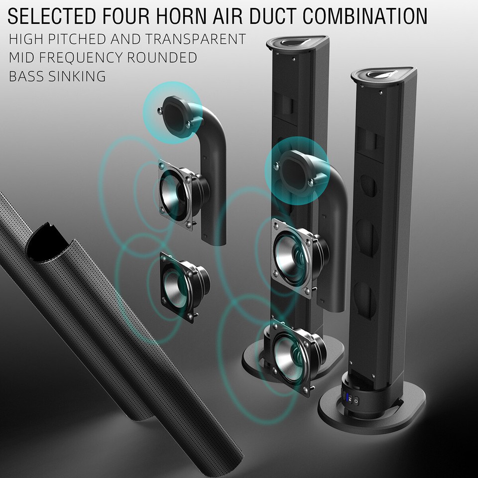 2 IN 1 Separable Powerful Sound Bars 4 Speaker Bar Subwoofer Home ...