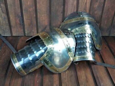 pair of pauldrons Hussar shoulders protection greek steel armor Larp ...
