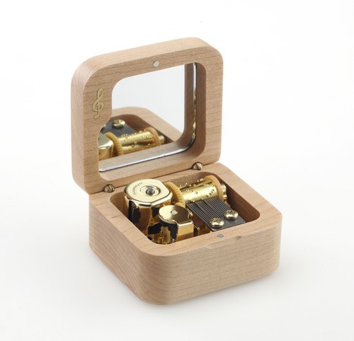 BABY MINE ♫ BEECH WOOD WITH MIRROR MUSIC BOX | eBay