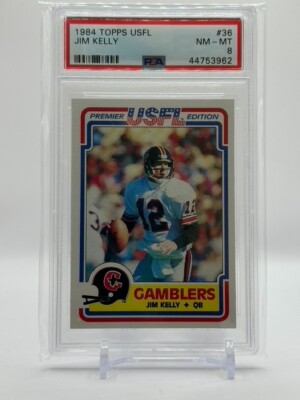 1984 Topps USFL Jim Kelly RC, #36, PSA NM-MT 8 (USFL ROY!) | eBay