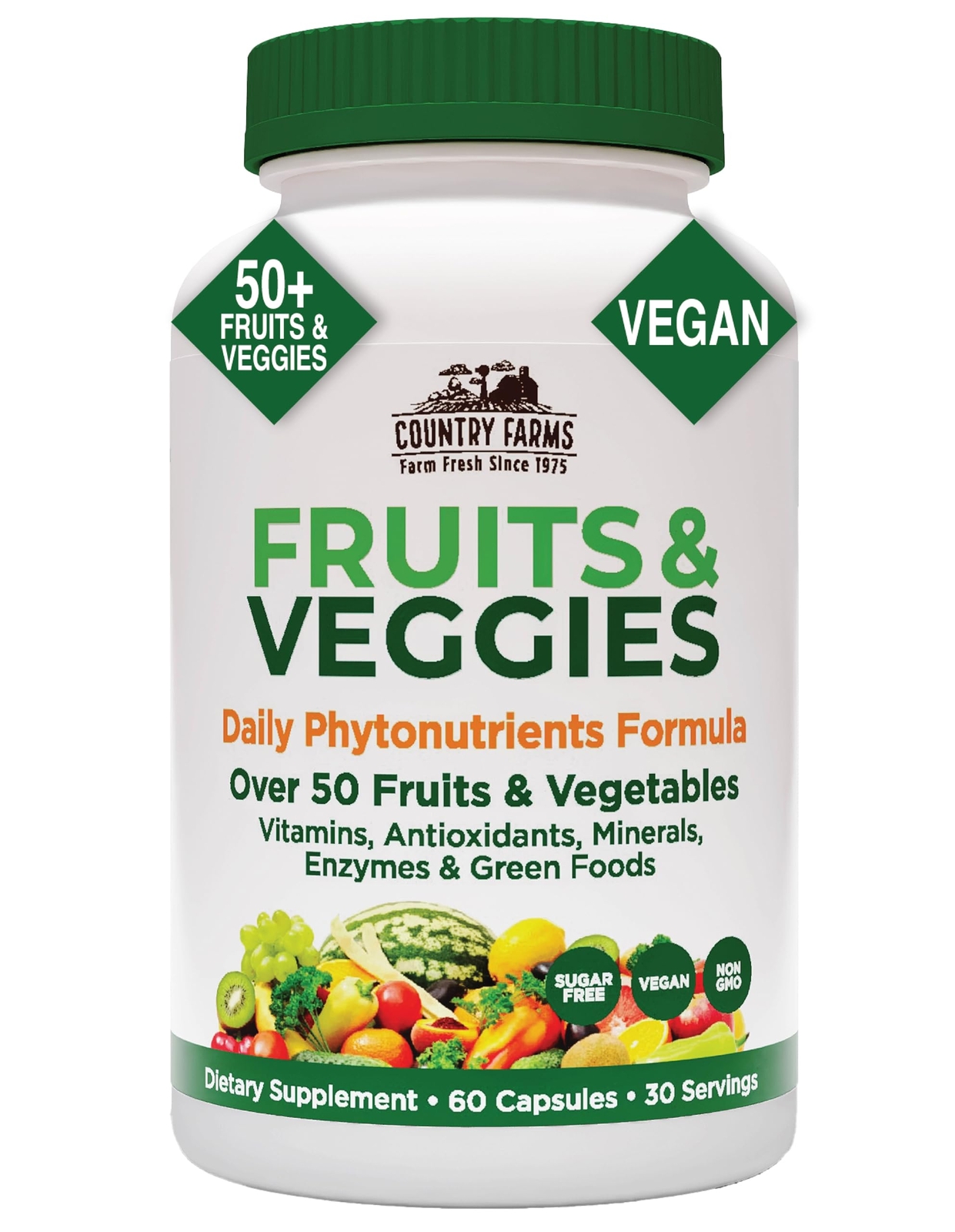 Fruits and Veggies 30 Fruit and 30 Vegetable Caps Compare to Balance of ...