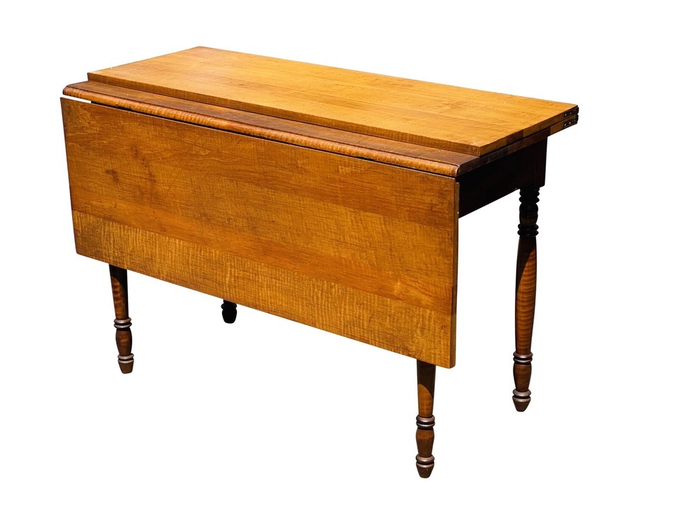 ANTIQUE COUNTRY PRIMITIVE TIGER MAPLE SHERATON DROP LEAF BAKERS TABLE ...