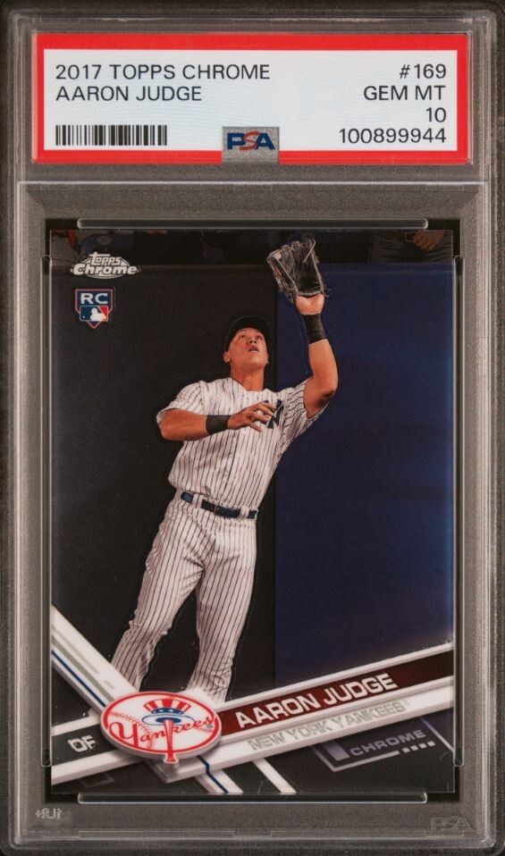 2017 Topps Chrome Aaron Judge Catching #169 PSA 10 RC Rookie Card ...