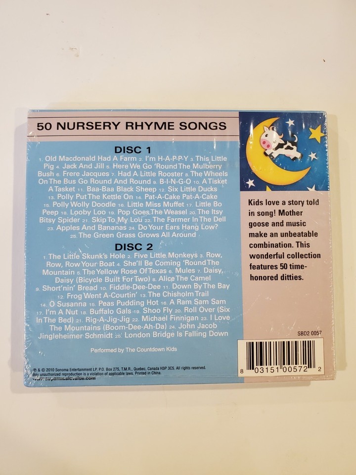 50 Nursery Rhyme Songs by The Countdown Kids 2 Disc Set | eBay