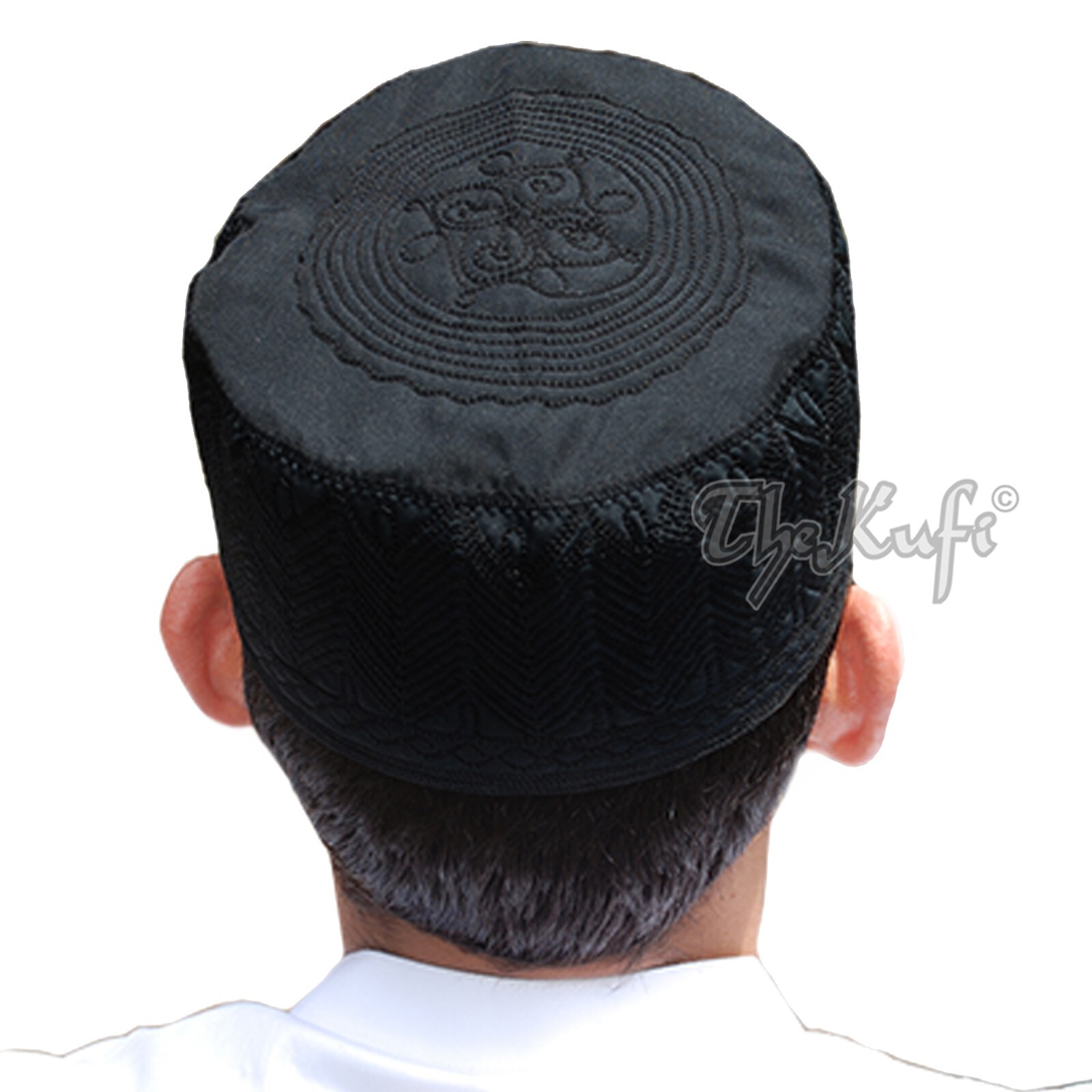 Black Muslim Kufi Hat 3-inch Tall Madinah Embroidered Soft Tupi Topi ...