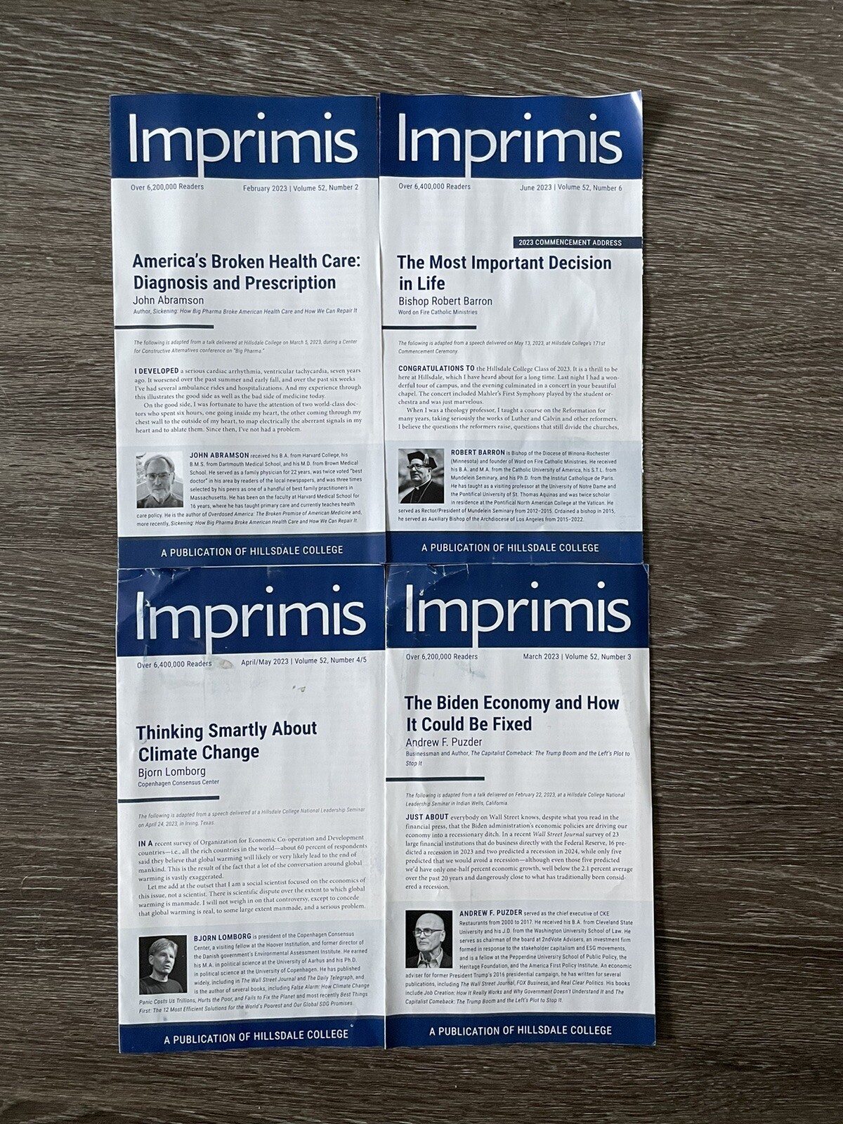 Imprimis - Hillsdale College - Lot of 4 Issues (2023) - Fast Shipping ...
