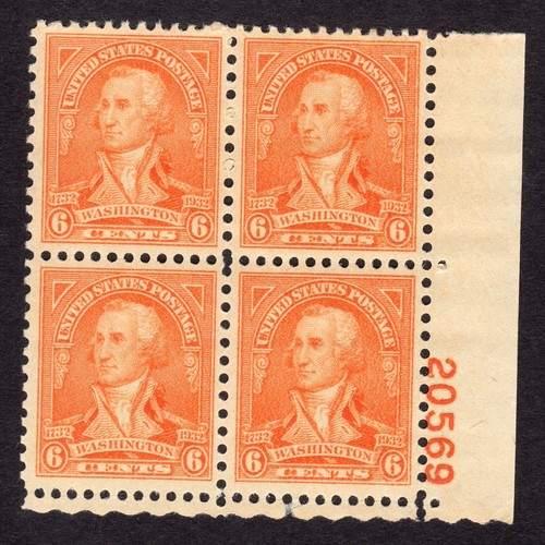 Scott #711 George Washington Plate Block of 4 Stamps - MNH P#20569 LR ...
