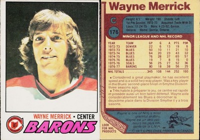 1977-78 O-Pee-Chee Hockey Card #176 Wayne Merrick Cleveland Barons | eBay