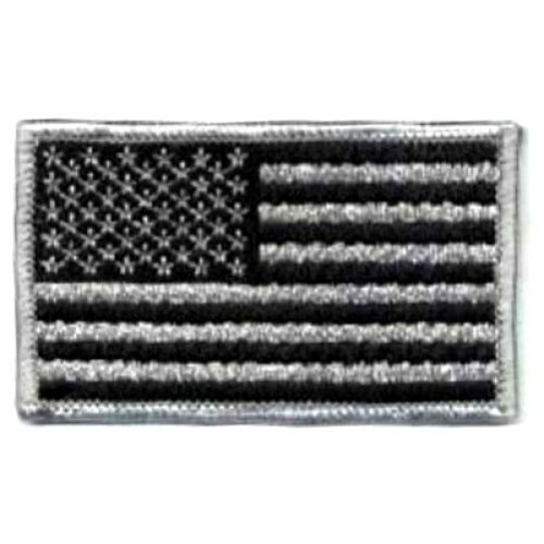 AMERICAN FLAG EMBROIDERED PATCH BLACK AND SILVER USA US UNITED STATES ...