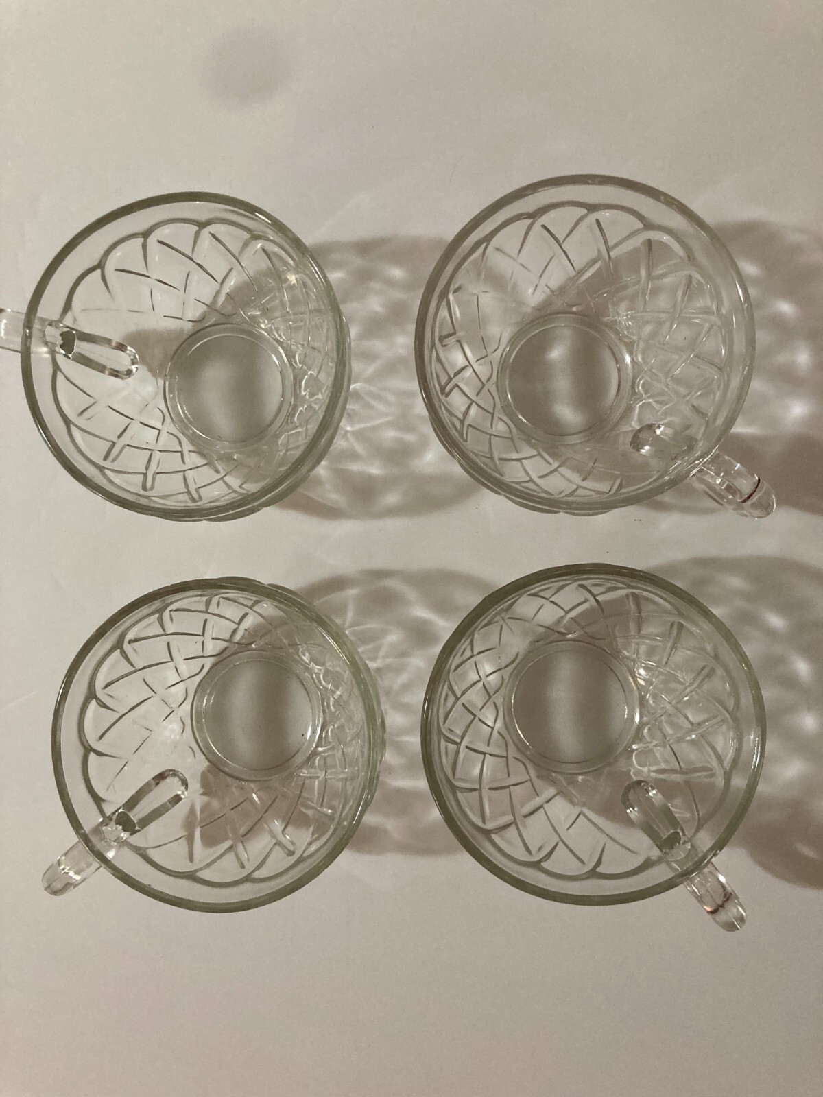 Vintage Indiana Glass Crystal Pretzel Pattern Cups With Handles Set of ...