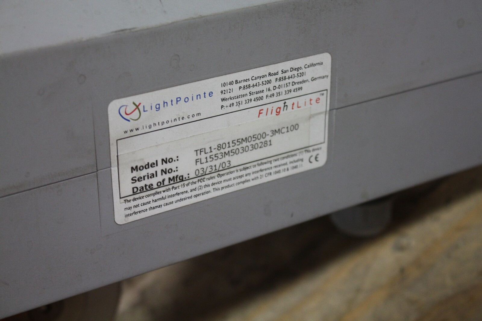 Lightpointe tfli-80155m 0500-3mc100 LASER BRIDGE WITH BASE | eBay