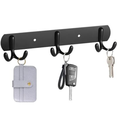 HOMEBROS Key Holder Wall Mount Key Hanger with 3 Double Key Hooks Small ...