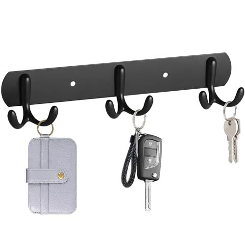 HOMEBROS Key Holder Wall Mount Key Hanger with 3 Double Key Hooks Small ...