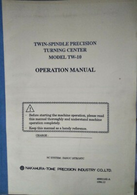 NAKAMURA-TOME TW-10 OPERATION & PROGRAMMING MANUAL | eBay