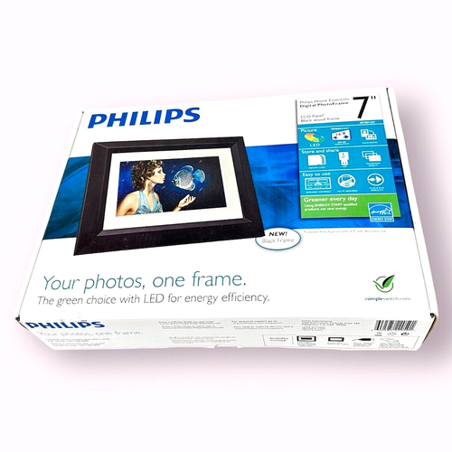 Philips Home Essentials Digital PhotoFrame 7”Black Frame New In Box ...