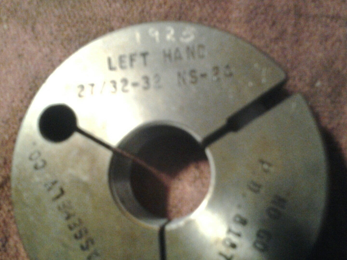 27/32-32 NS-2A LEFT HAND THREAD RING GAGE SET .843 GO/NOGO GAGE ...