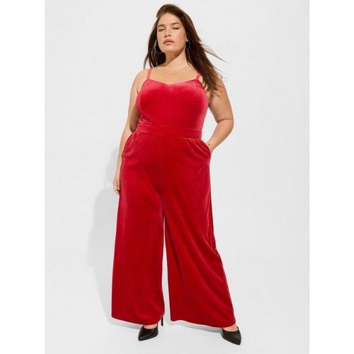 Torrid Red Velvet Cami Wide Leg Jumpsuit 2X | eBay