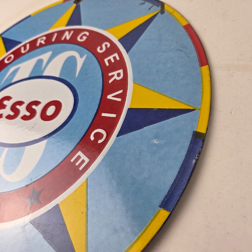 Vintage Esso Gasoline Sign - Gas Station Touring Service Map Porcelain ...