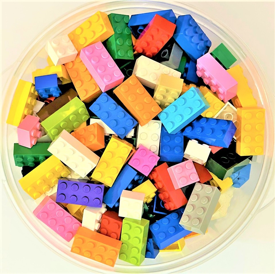100 LEGO Basic Bricks Sizes 2x2 & 2x4 - Bulk Lot Mix of colors VERY ...