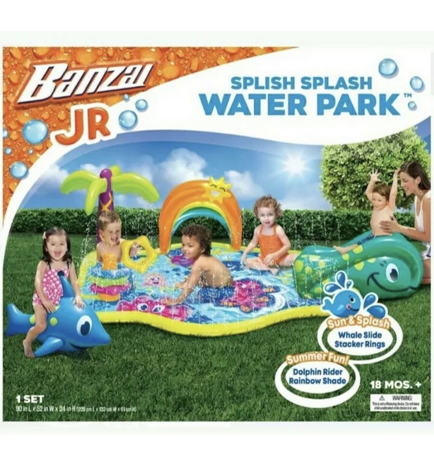 BANZAI JR Banzai Splish Splash Water Park Play Pool Kids Outdoor Summer ...