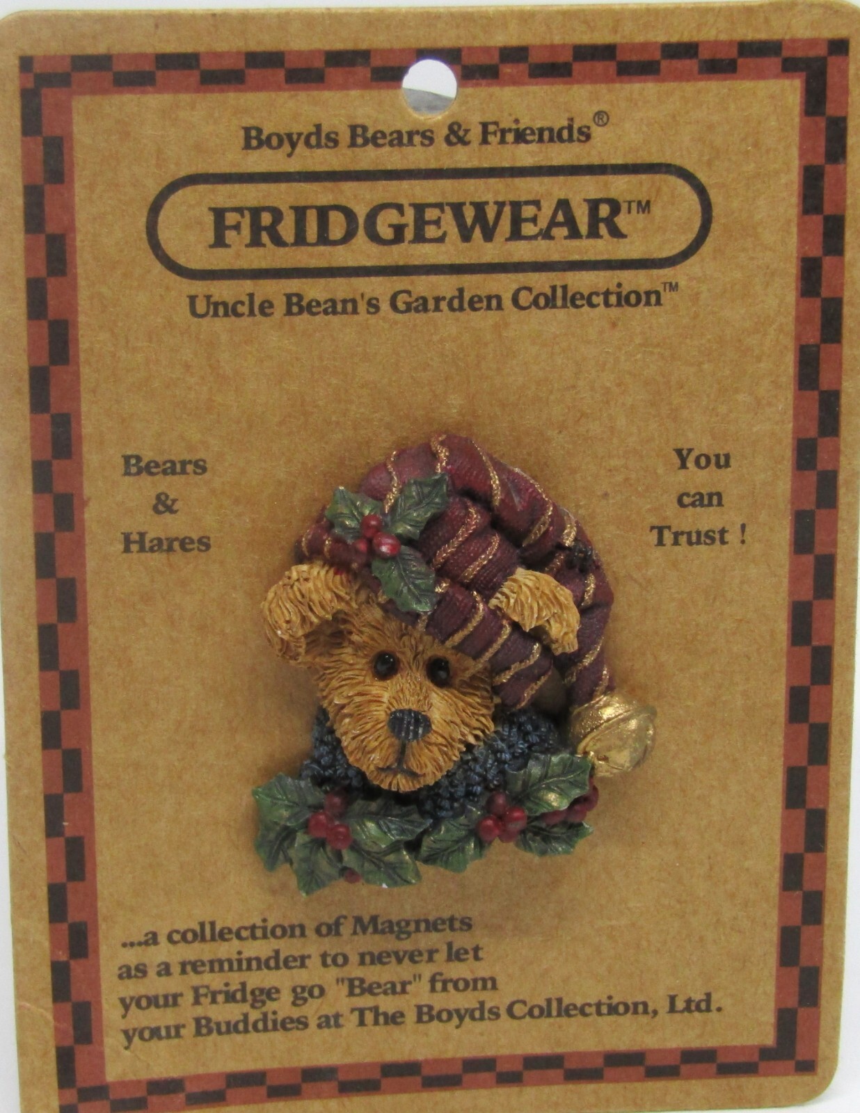 BOYDS BEARS FRIDGEWEAR, MAGNET, JOLLY B. BEARY...DECKIN' THE HALLS ...