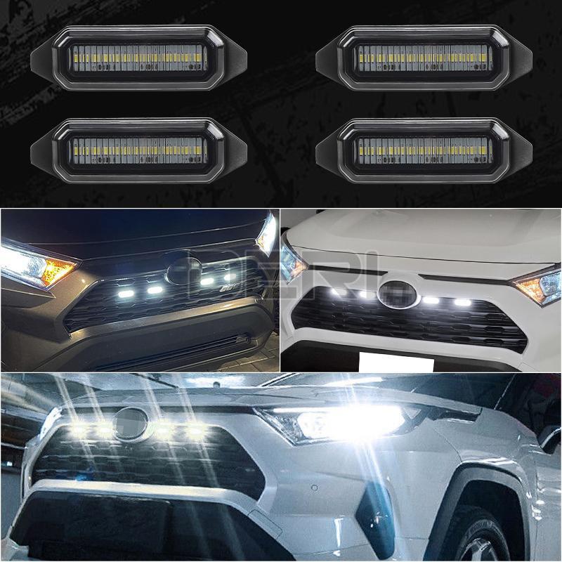 4x Raptor Style Smoked White LED Grille Running Lights For Toyota RAV4 ...