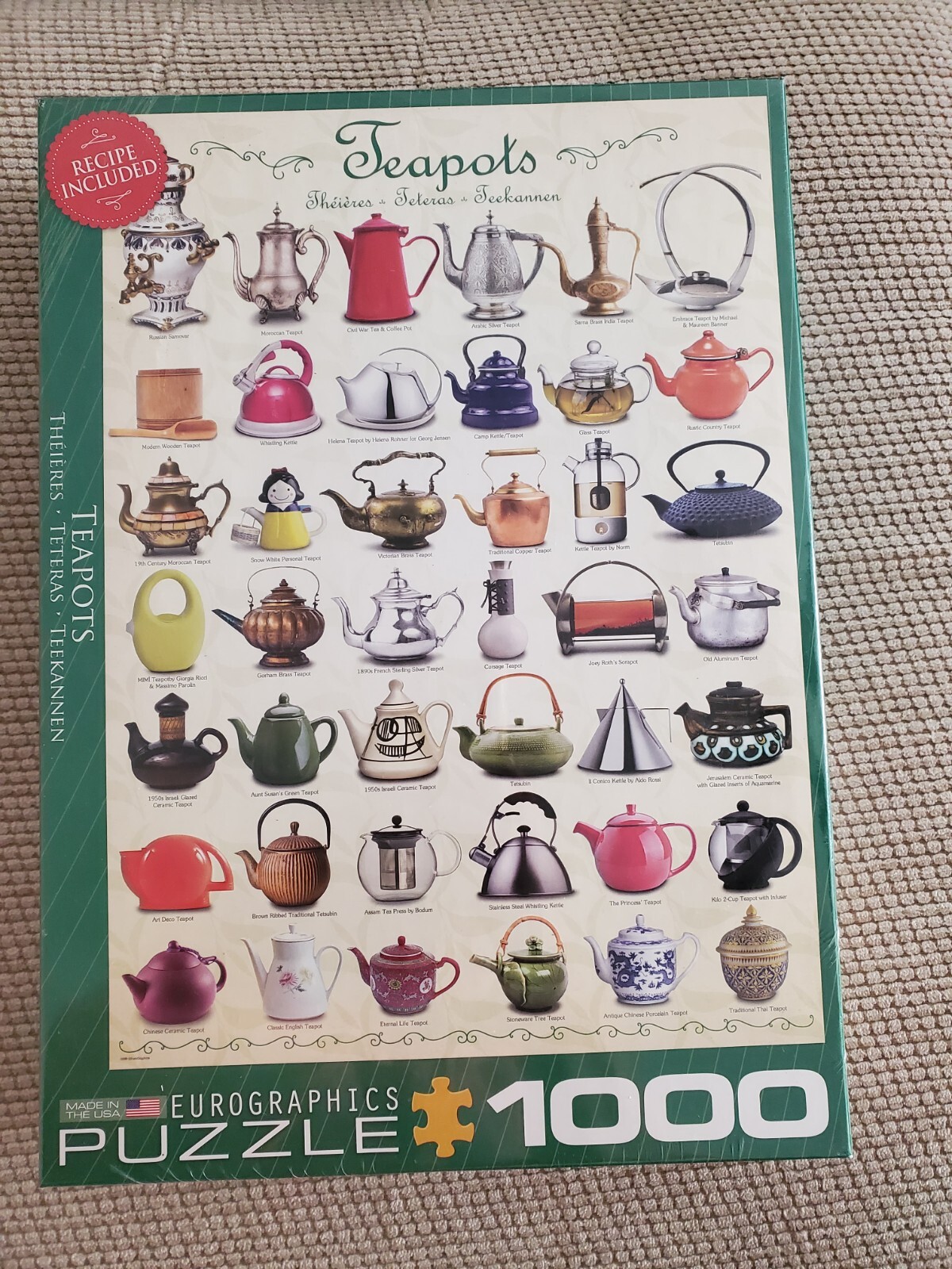 EuroGraphics "Teapots" 1000 Piece Jigsaw Puzzle 19 1/4"x 26 5/8" New ...