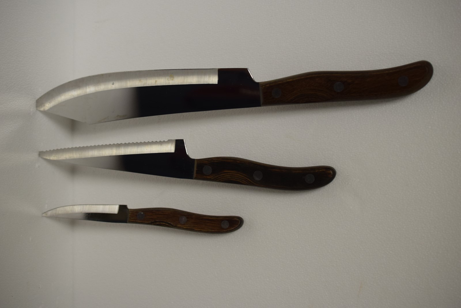 Lot of 3 Vintage Chefco Japan Knives Rosewood Handles - 3", 6" & 8.5 ...