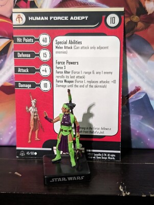 Star Wars Miniatures ALLIANCE & EMPIRE Human Force Adept 45/60 with ...