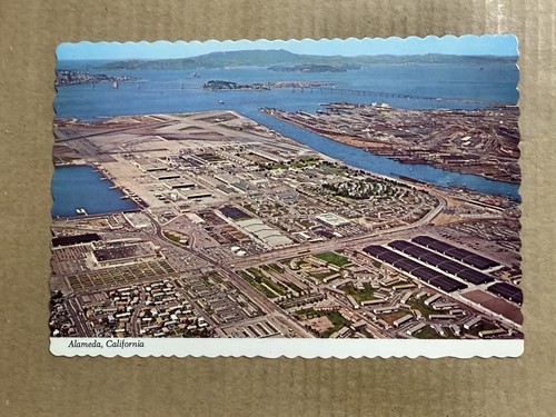 Postcard Alameda CA California Aerial View Naval Air Station Airport ...