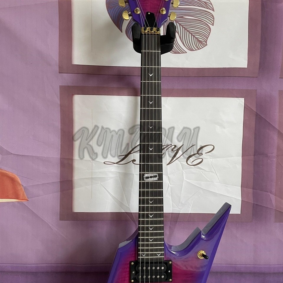 Custom Dean Dime Razorback DCR Black Tooth Electric Guitar Purple Solid ...