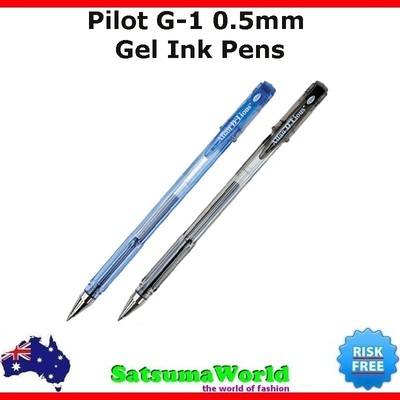 Pilot G-1 G1 Gel Ink Pen 3x Blue Office Stationery 0.5mm NEW Rubber ...
