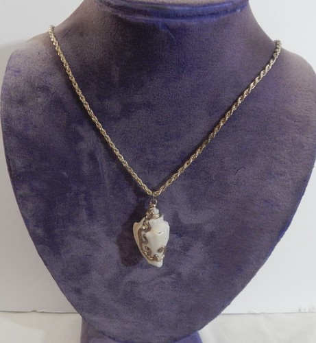 Shell Pendant Necklace Enhanced with Swirls of Gold Paint | eBay