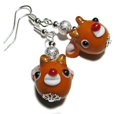Cute Christmas Rudolph Earrings By SoniaMcD | eBay