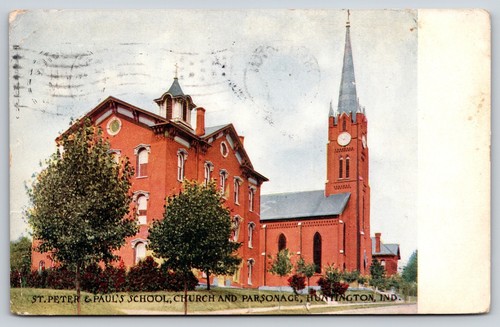 Hunington Indiana~St Peter & Paul's School Church & Parsonage~Vintage ...