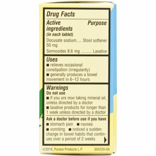 Senokot S Docusate Sodium Natural Laxative Stool Softener Gentle 30 ct ...