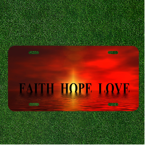 Custom Personalized License Plate Auto Tag With Faith Hope Love Orange ...