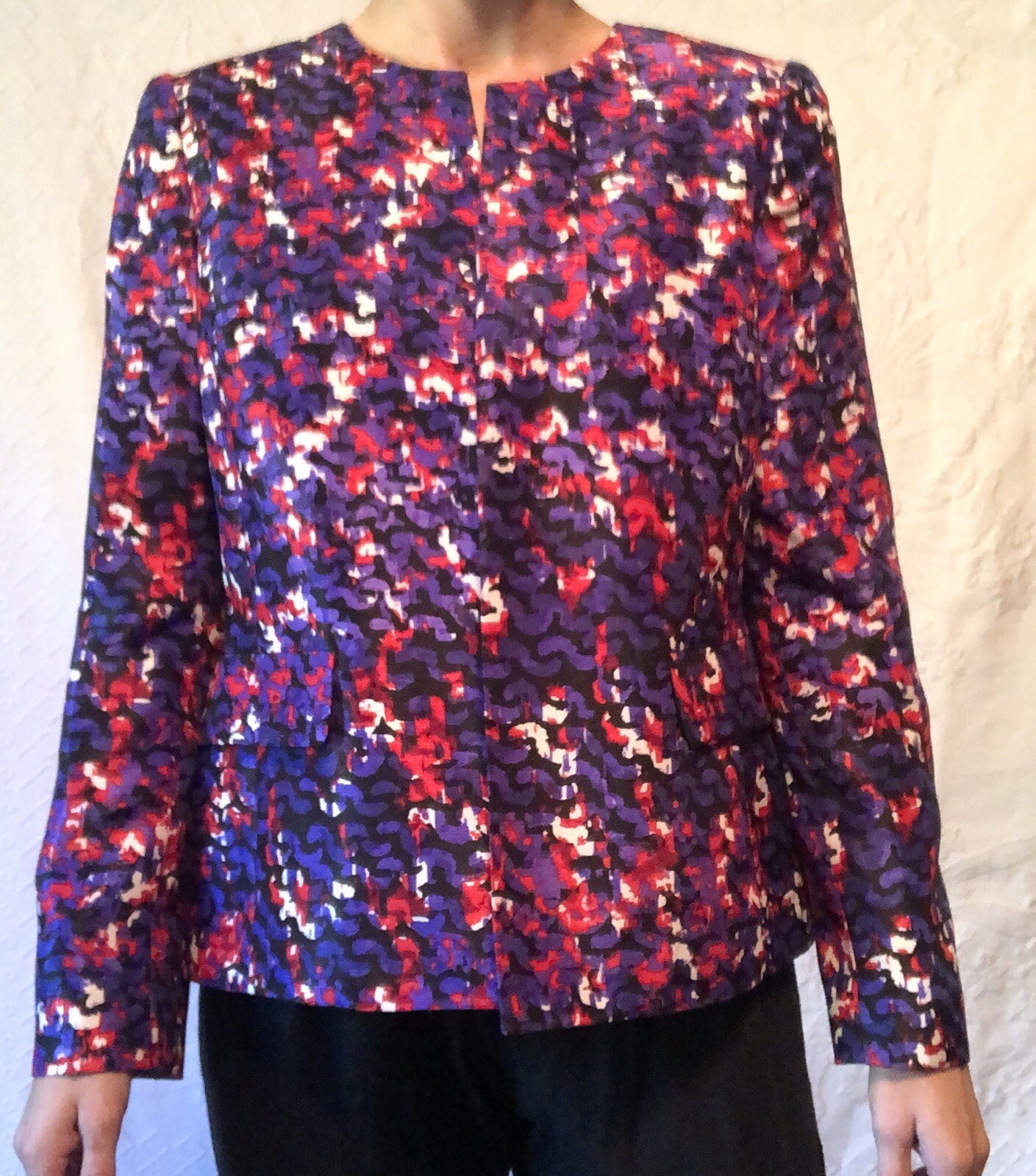 Vintage Evan Picone Blue & Red Blazer Jacket 10 Petite - Gem